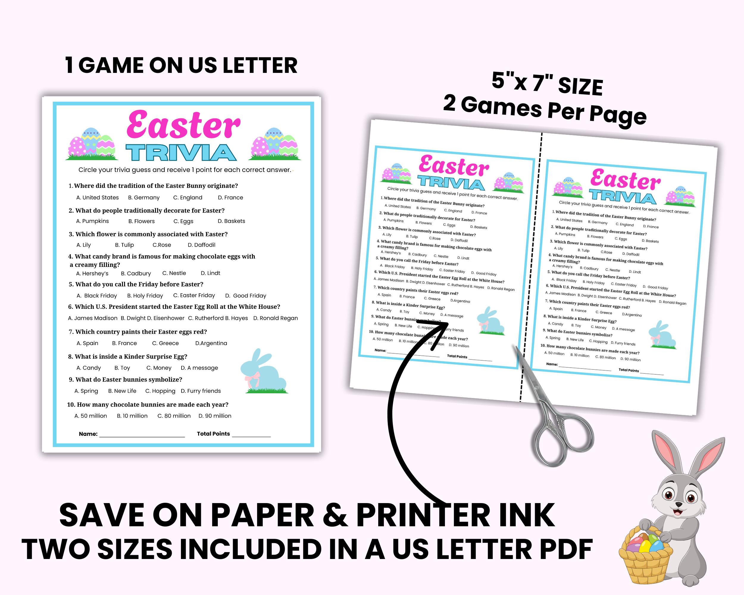 Easter Trivia Game, Printable Easter Games, Easter Party Game, Spring ...
