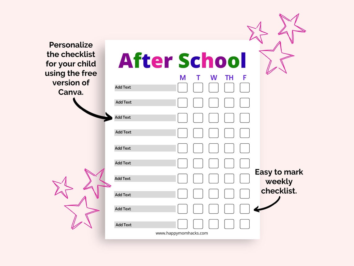 Editable Before and After School Routine Charts Daily Checklists ...