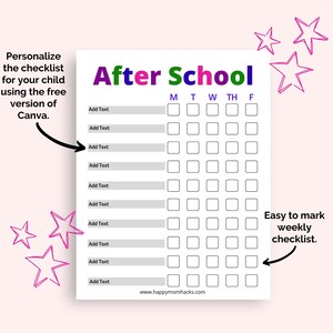 Editable Before and After School Routine Charts Daily Checklists ...