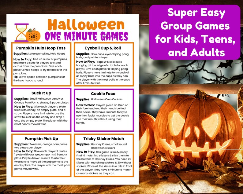 Halloween Minute to Win It Games, Quick One Minute Games, Halloween ...