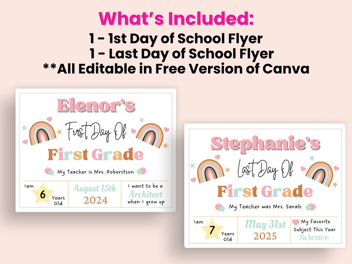 Editable First Day of School Sign Printable, Back to School Sign, Last ...