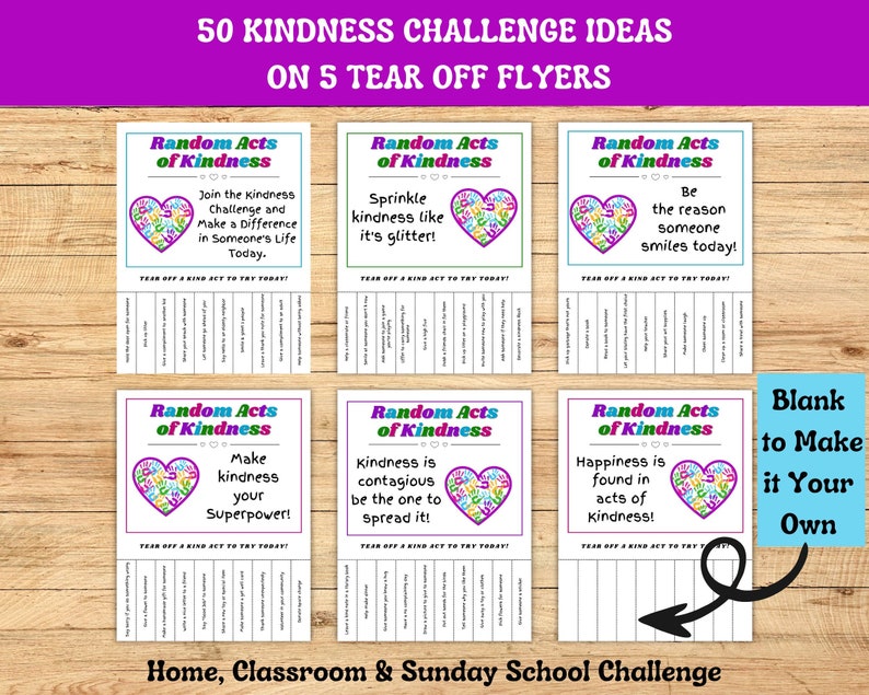Random Acts of Kindness Activity, Tear off Flyer, Printable Kindness ...