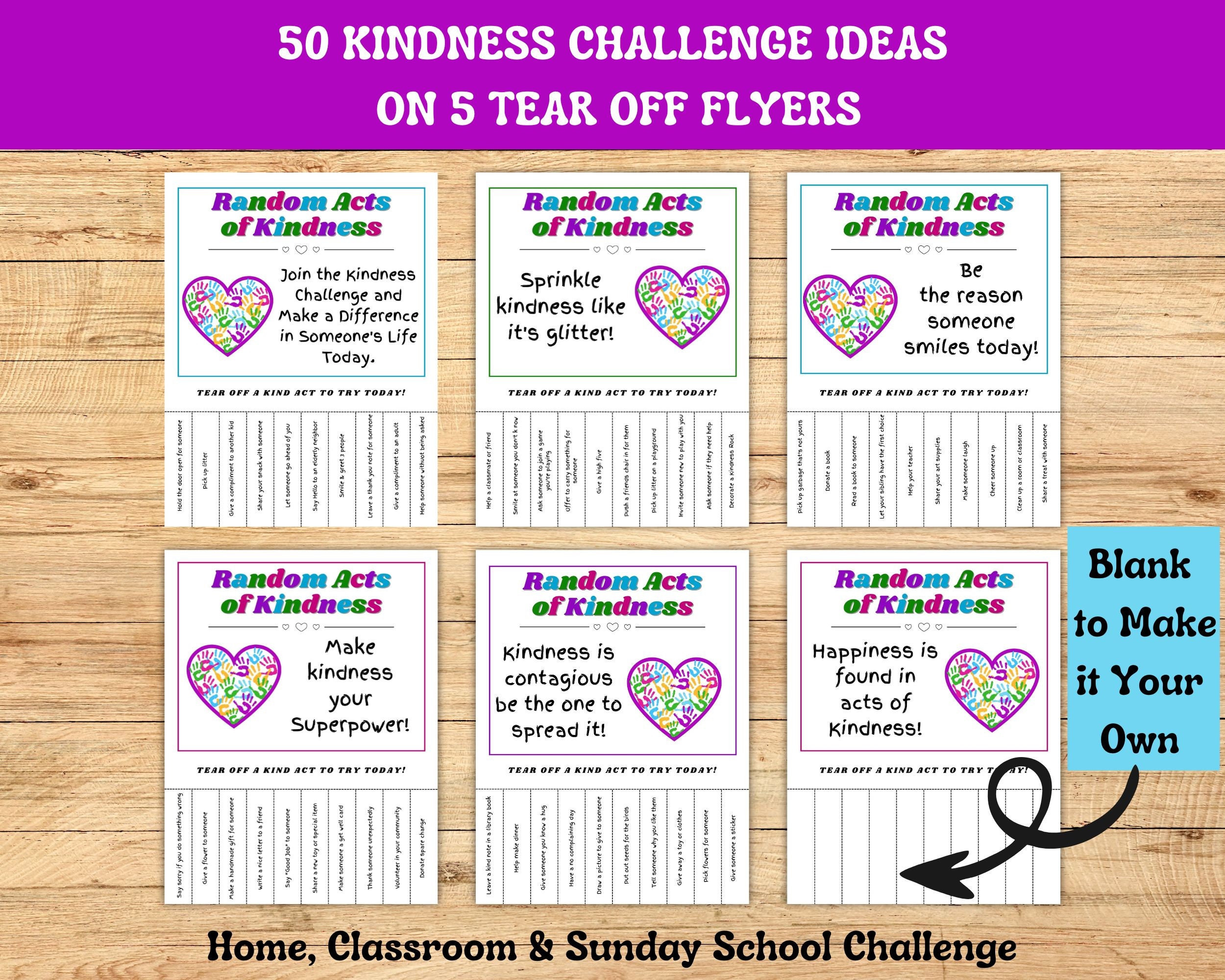 Random Acts of Kindness Activity, Tear off Flyer, Printable Kindness ...