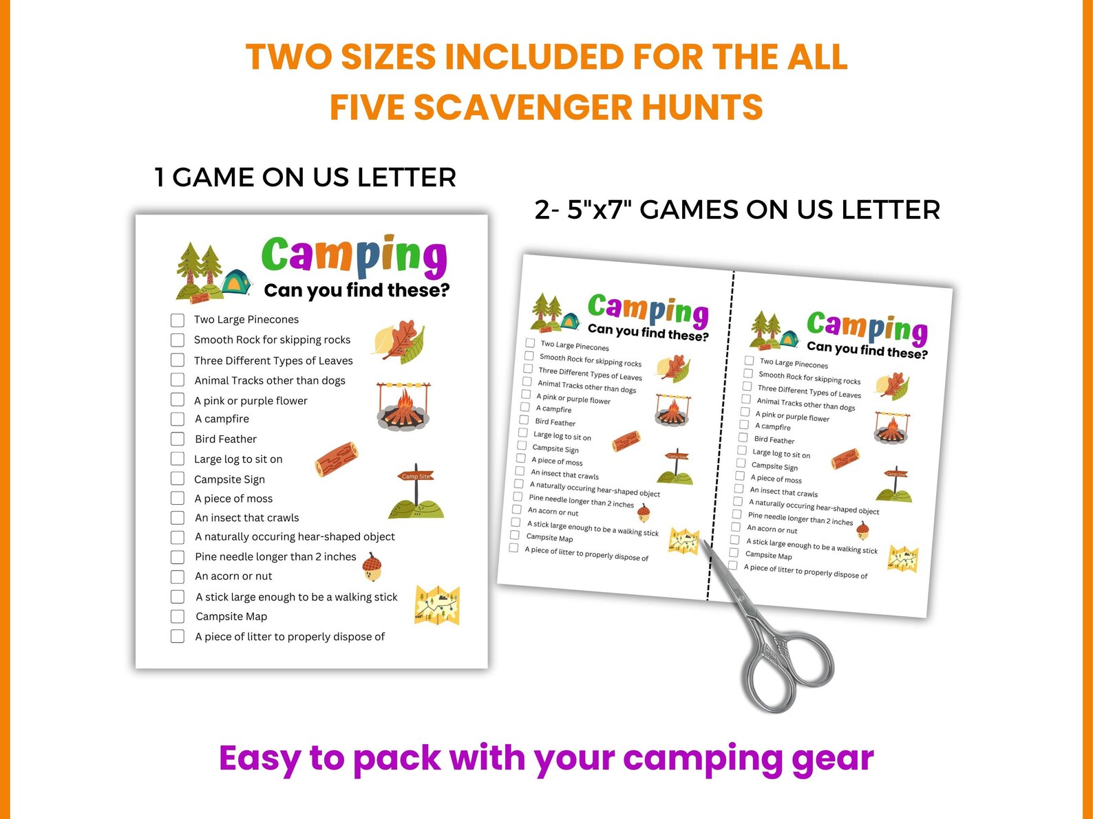 Camping Scavenger Hunt Printable, Outdoor Scavenger Hunt Activity for ...