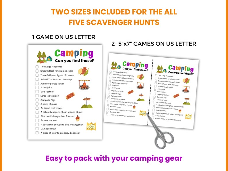 Camping Scavenger Hunt Printable, Outdoor Scavenger Hunt Activity for ...