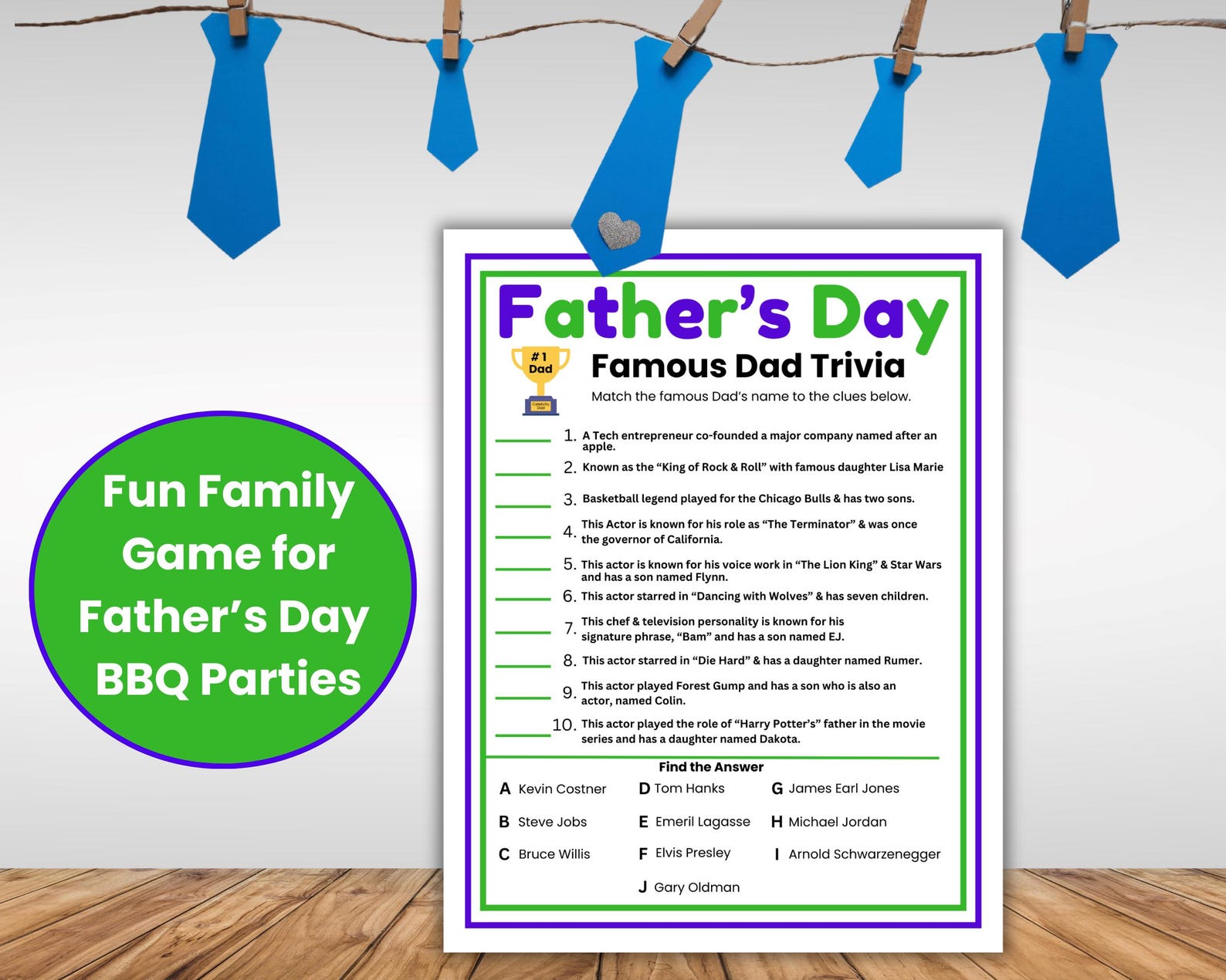 Famous Dads Father's Day Trivia Game, TV Dad Trivia Questions, Father's ...