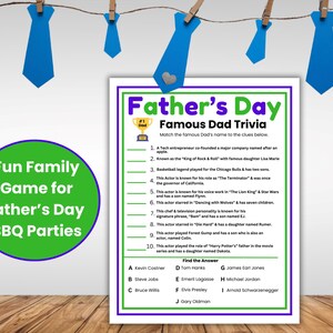 Famous Dads Father's Day Trivia Game, TV Dad Trivia Questions, Father's ...