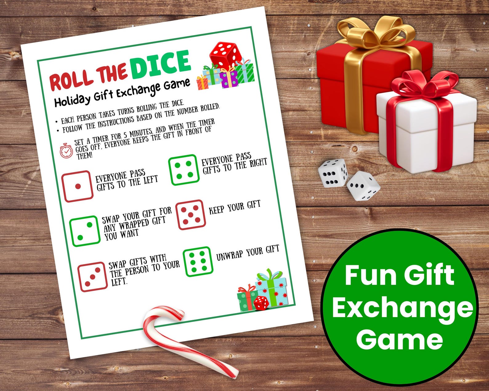 Christmas Dice Game, Gift Exchange Game, Pass the Present, Christmas ...