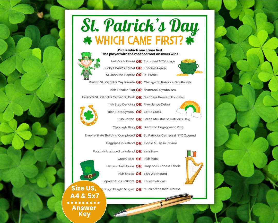 St. Patrick's Which Came First, St. Patrick's Day Trivia Games, Fun ...