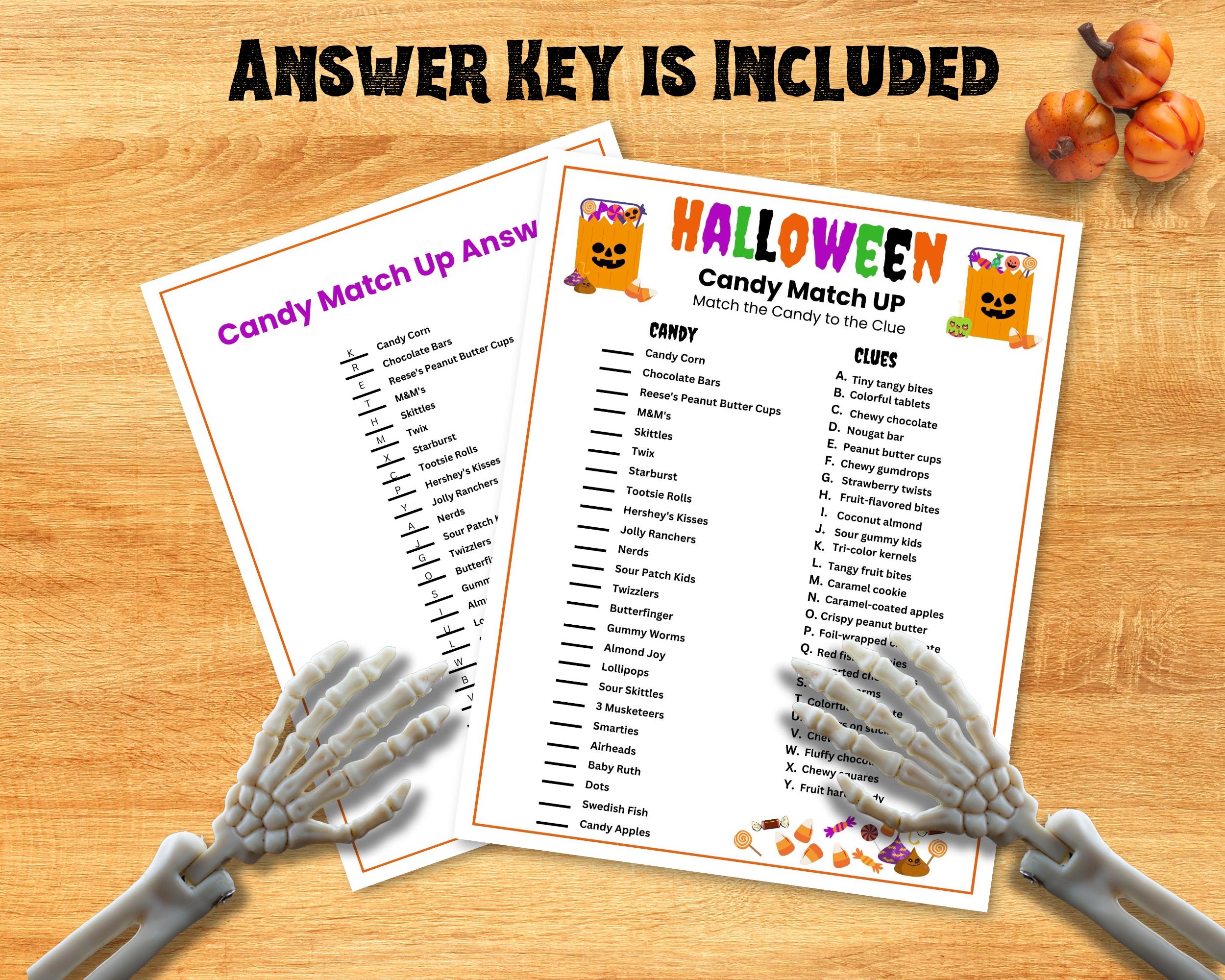 Halloween Candy Match Trivia Game, Halloween Trivia Quiz, Printable ...