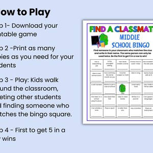 Back to School Bingo, Middle School Games, Classroom Icebreaker Bingo ...