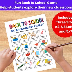 Classroom Scavenger Hunt for Kids, Back to School Game, First Day ...