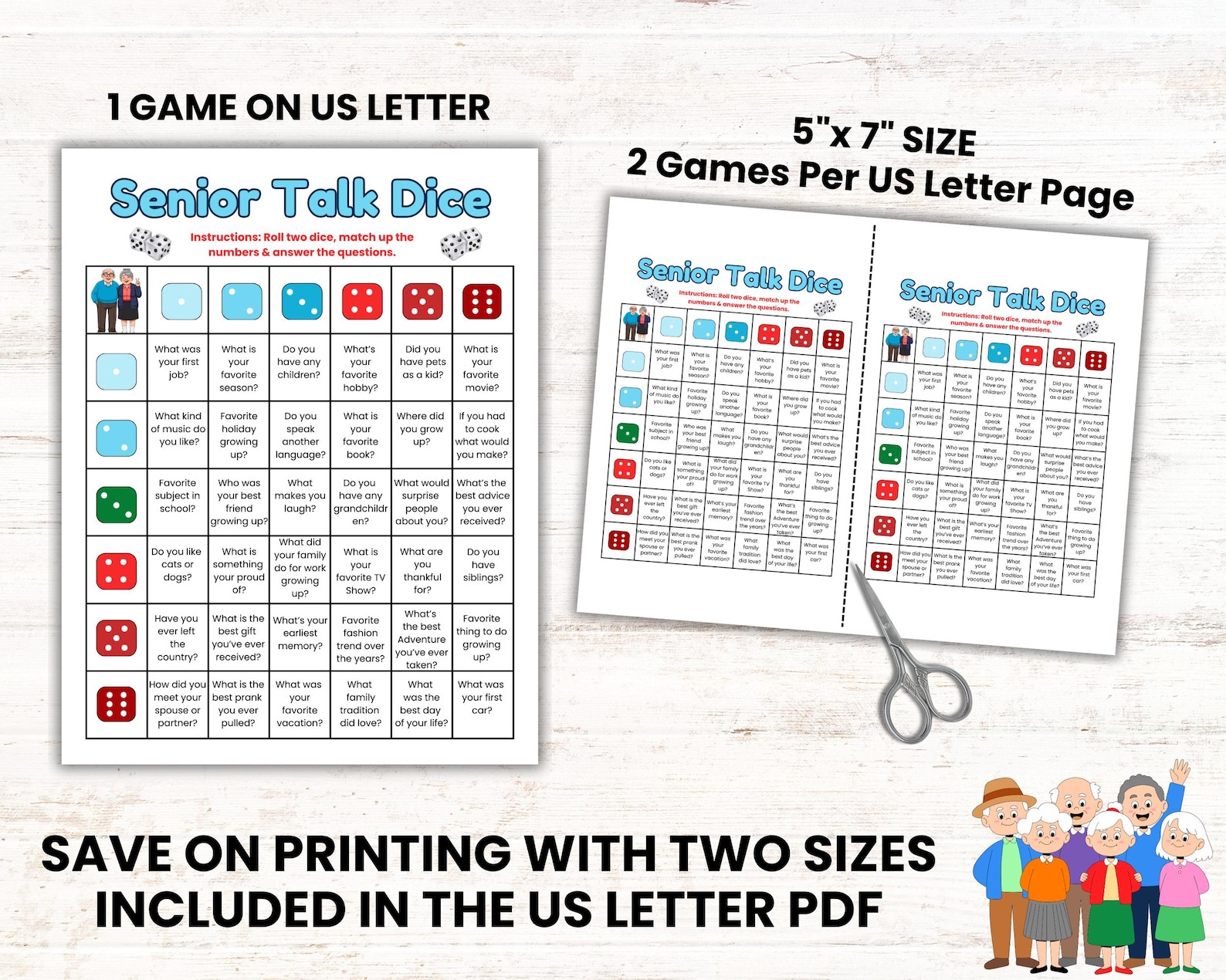 Seniors Table Talk Dice Game, Fun Get to Know You Ice Breaker Game for ...