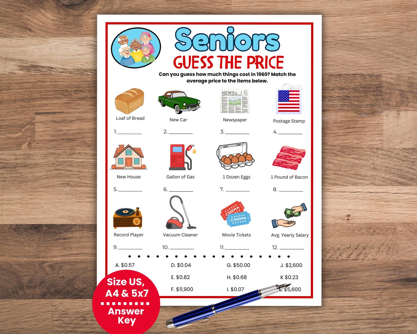 Guess the Price Game for Senior Citizens, Fun Senior Activities, 1960s ...