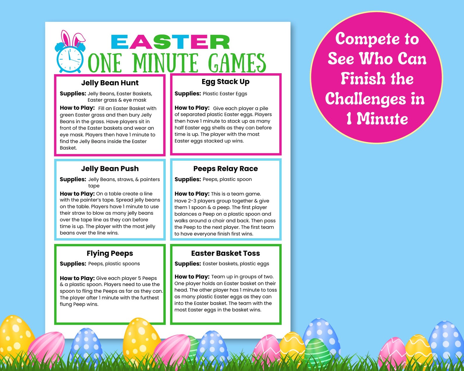 Easter Minute to Win It Games, Quick One Minute Games, Easter ...