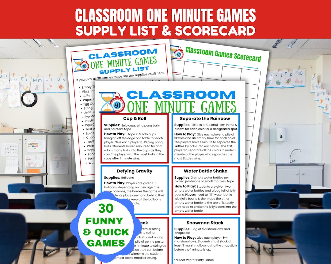 Classroom One Minute Games, Fun Classroom Games, Quick Icebreaker Games ...