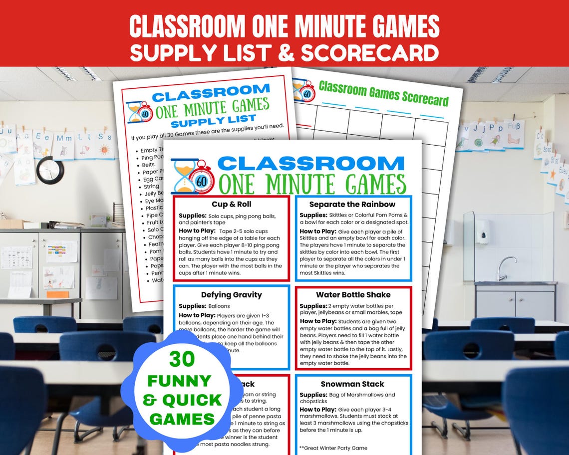 Classroom One Minute Games, Fun Classroom Games, Quick Icebreaker Games ...