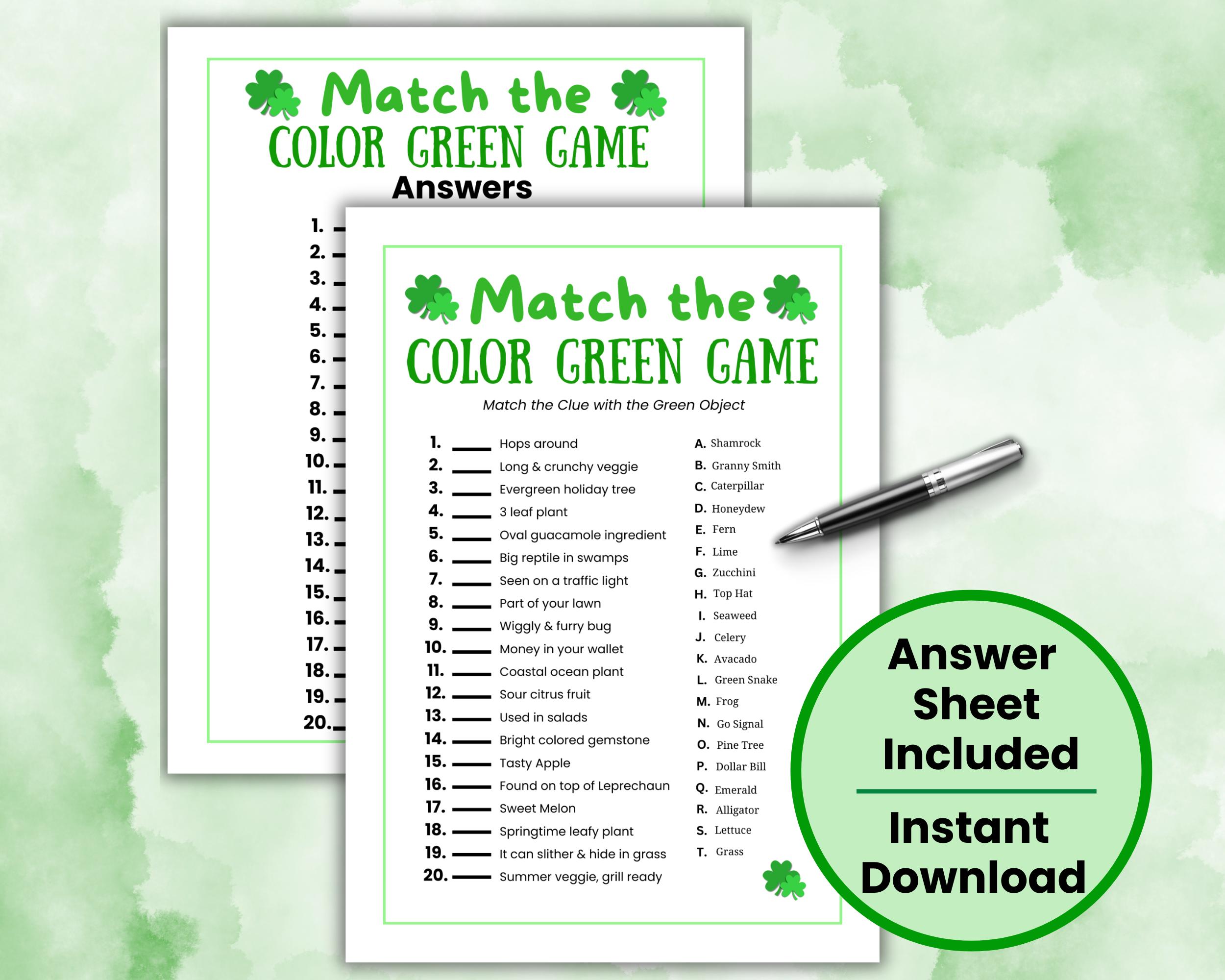 St. Patrick's Day Games, Green Trivia, St. Patrick's Day Activity, St ...