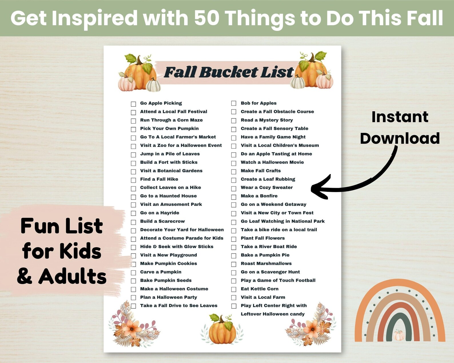 Editable Fall Bucket List Printable, Family Bucket List, Autumn Bucket ...