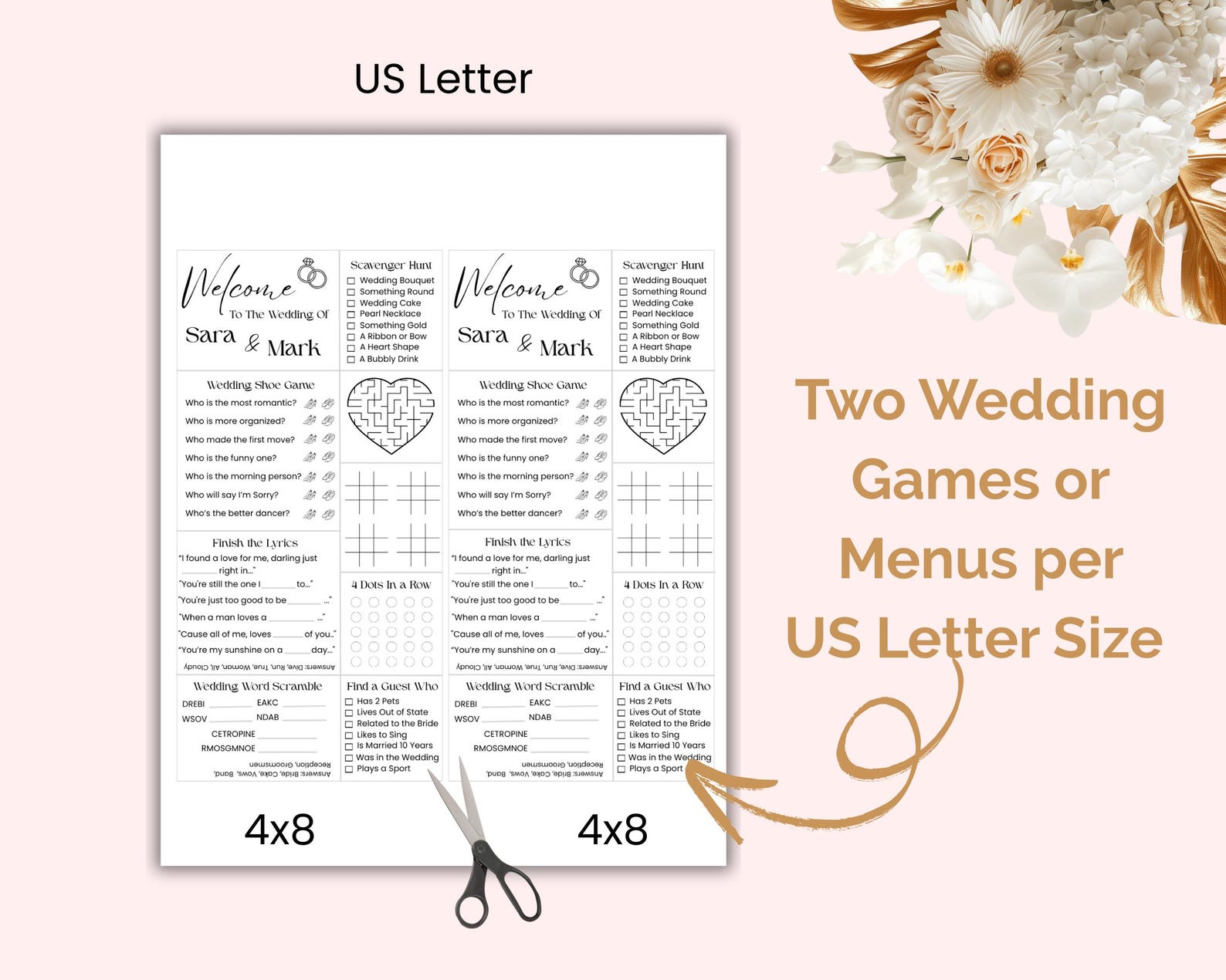 Wedding Table Games, Wedding Games for Reception, Wedding Menu Template ...