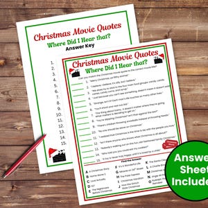 Christmas Movie Quotes Trivia Game, Holiday Movie Quote Game, Christmas ...