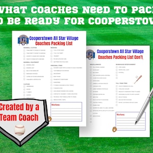 Cooperstown All Star Village Packing List, Cooperstown Checklist ...