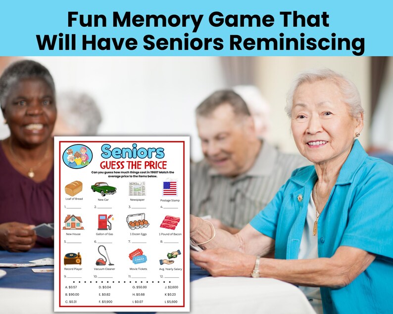 Guess the Price Game for Senior Citizens, Fun Senior Activities, 1960s ...