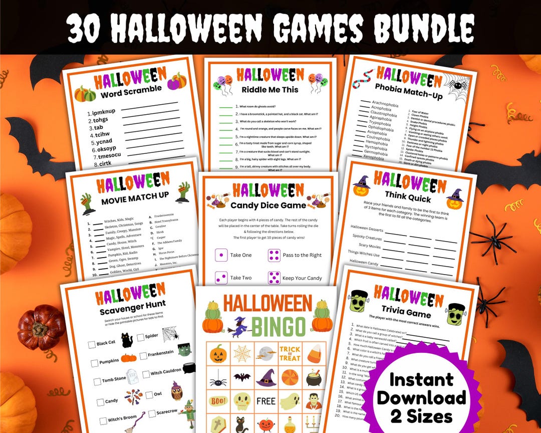 Halloween Games Bundle, Printable Halloween Party Games Kids, Teens ...
