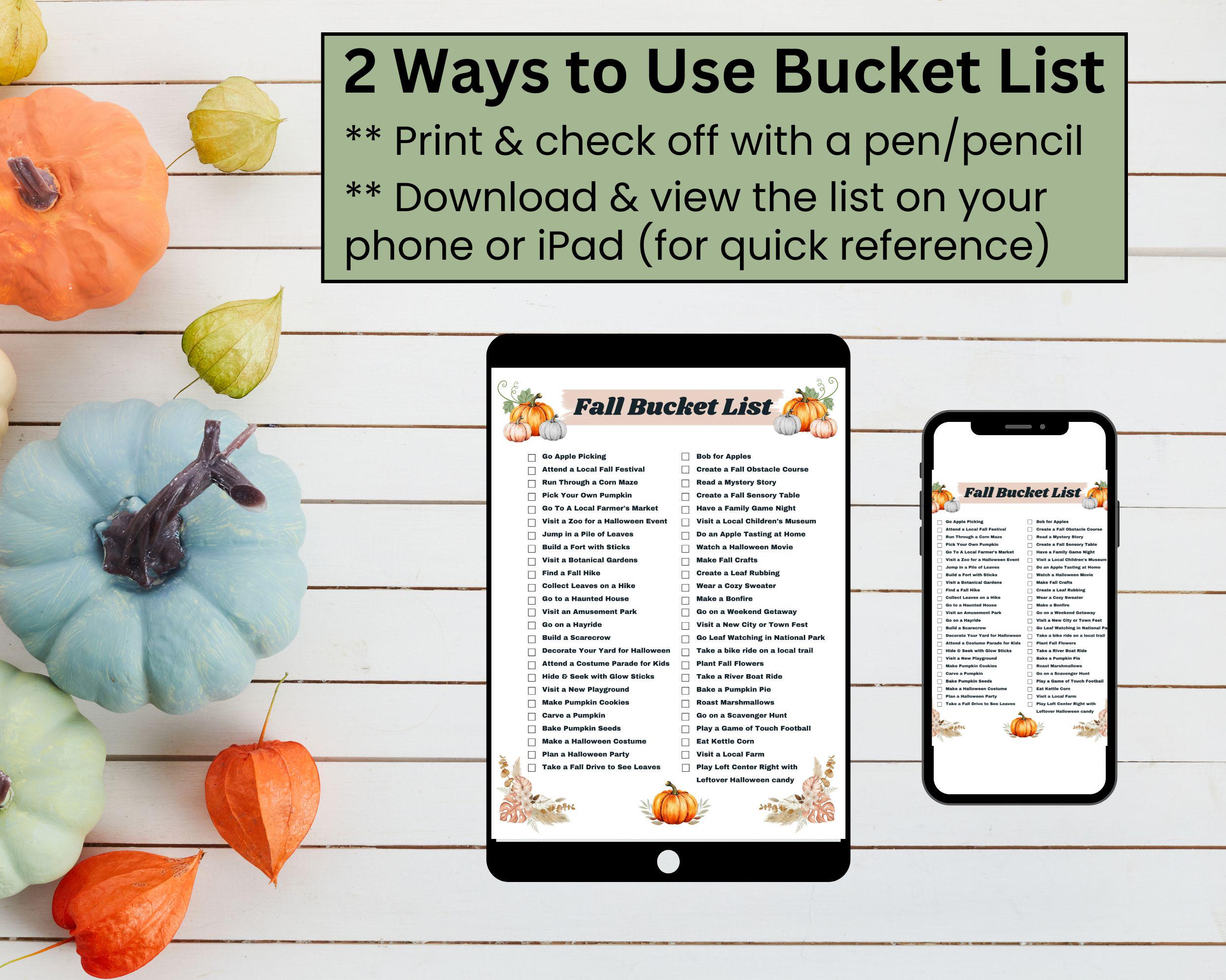 Editable Fall Bucket List Printable, Family Bucket List, Autumn Bucket ...