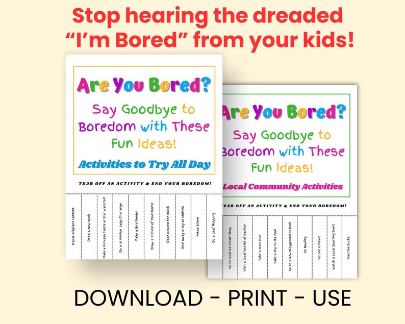 I'm Bored Jar Kids Activity Ideas, Boredom Jar, Boredom Busters, Tear ...