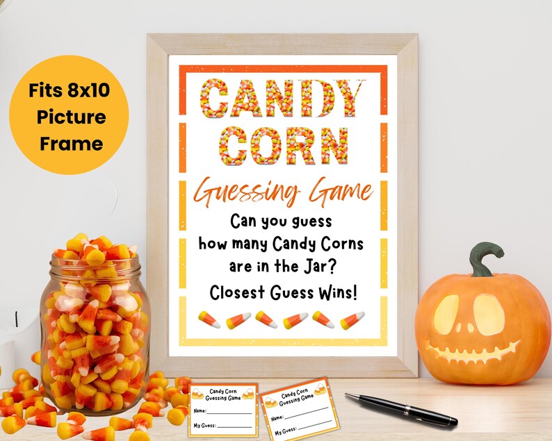 Candy Corn Guessing Game, Halloween Guess How Many, Halloween Jar Count ...