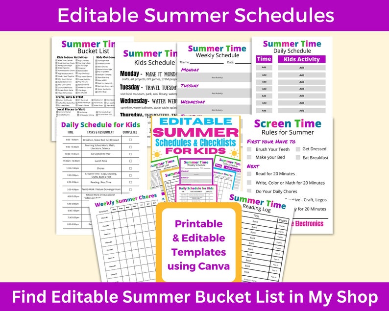 Summer Bucket List Printable, Kids Summer Activities Checklist, Family ...