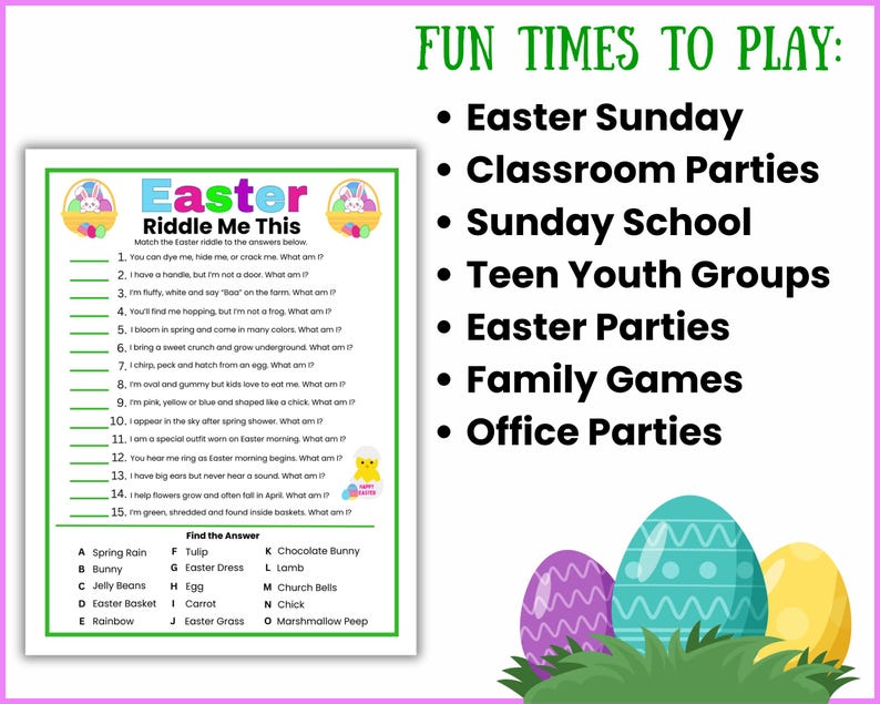 Easter Riddles Game, Easter Riddle Me This, Printable Riddles for Kids ...