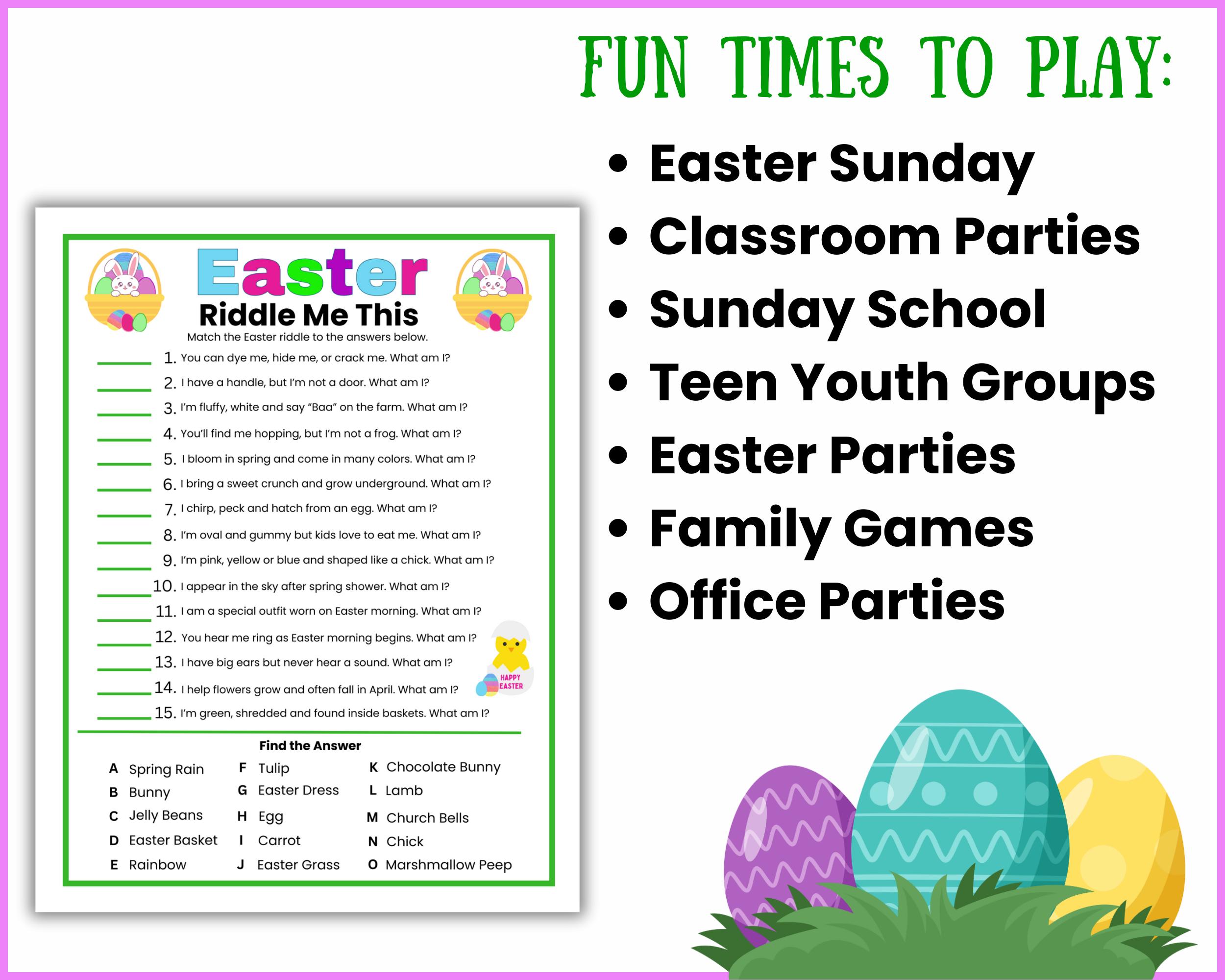 Easter Riddles Game, Easter Riddle Me This, Printable Riddles for Kids ...