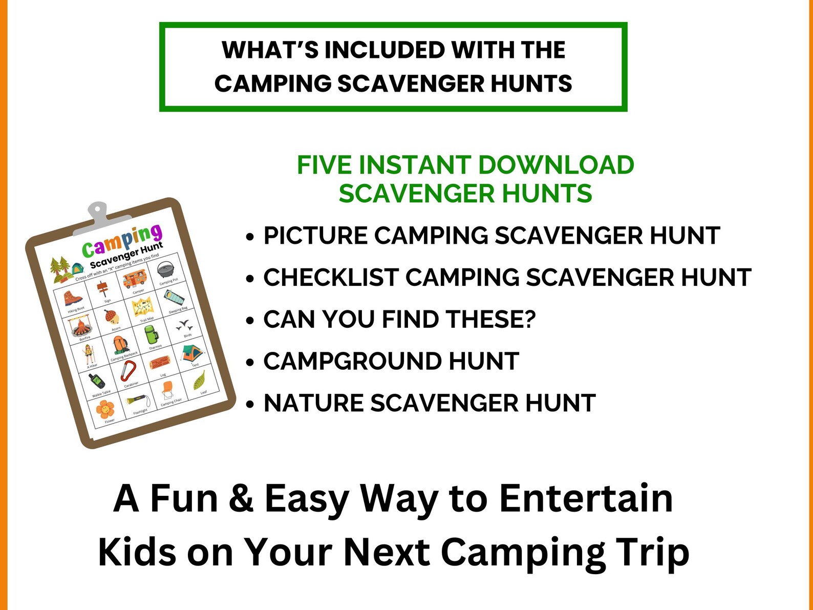 Camping Scavenger Hunt Printable, Outdoor Scavenger Hunt Activity for ...