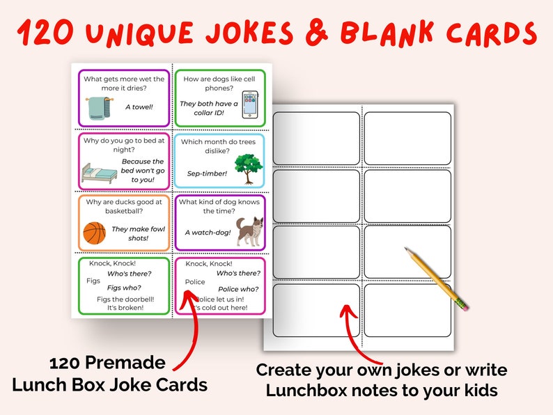 Lunchbox Jokes for Kids, Printable Lunch Box Notes, Back to School ...
