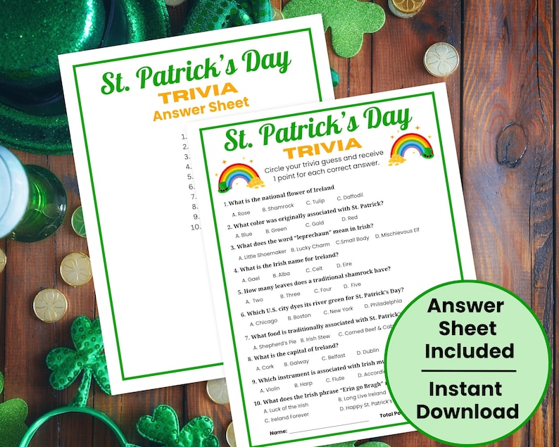 St. Patrick's Day Trivia Game, Fun St. Paddy's Day Trivia Questions ...