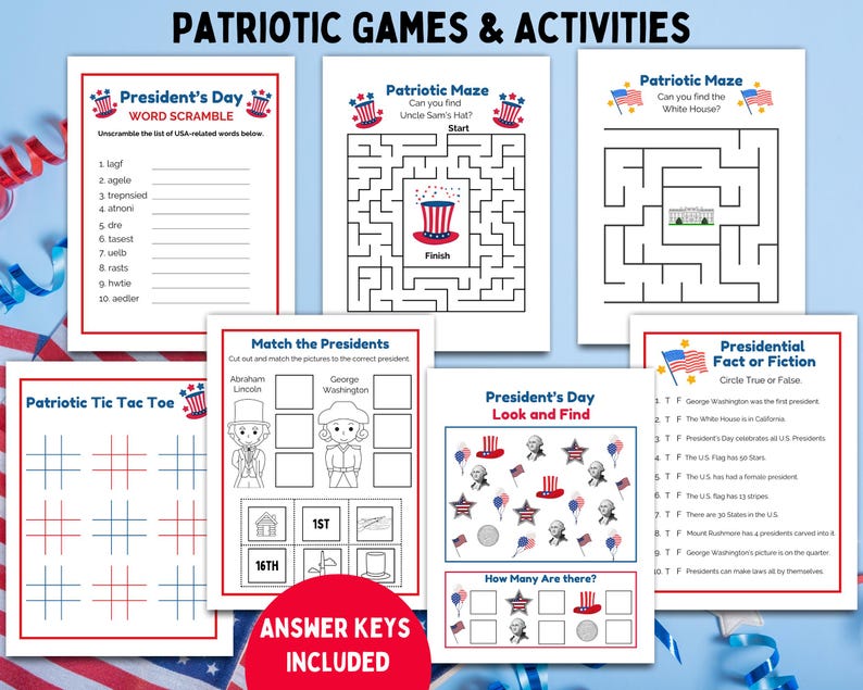 President's Day Activities, Kids Color by Number Activity, Patriotic ...