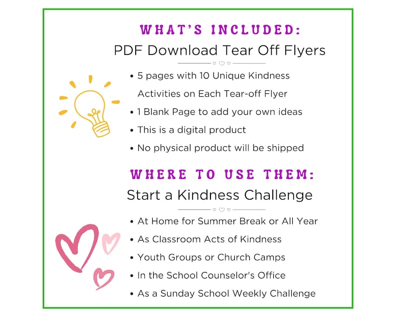 Random Acts of Kindness Activity, Tear off Flyer, Printable Kindness ...