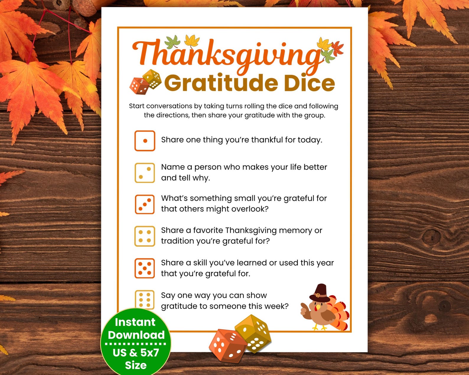 Thanksgiving Gratitude Dice Game, Printable Thanksgiving Gratitude Game ...
