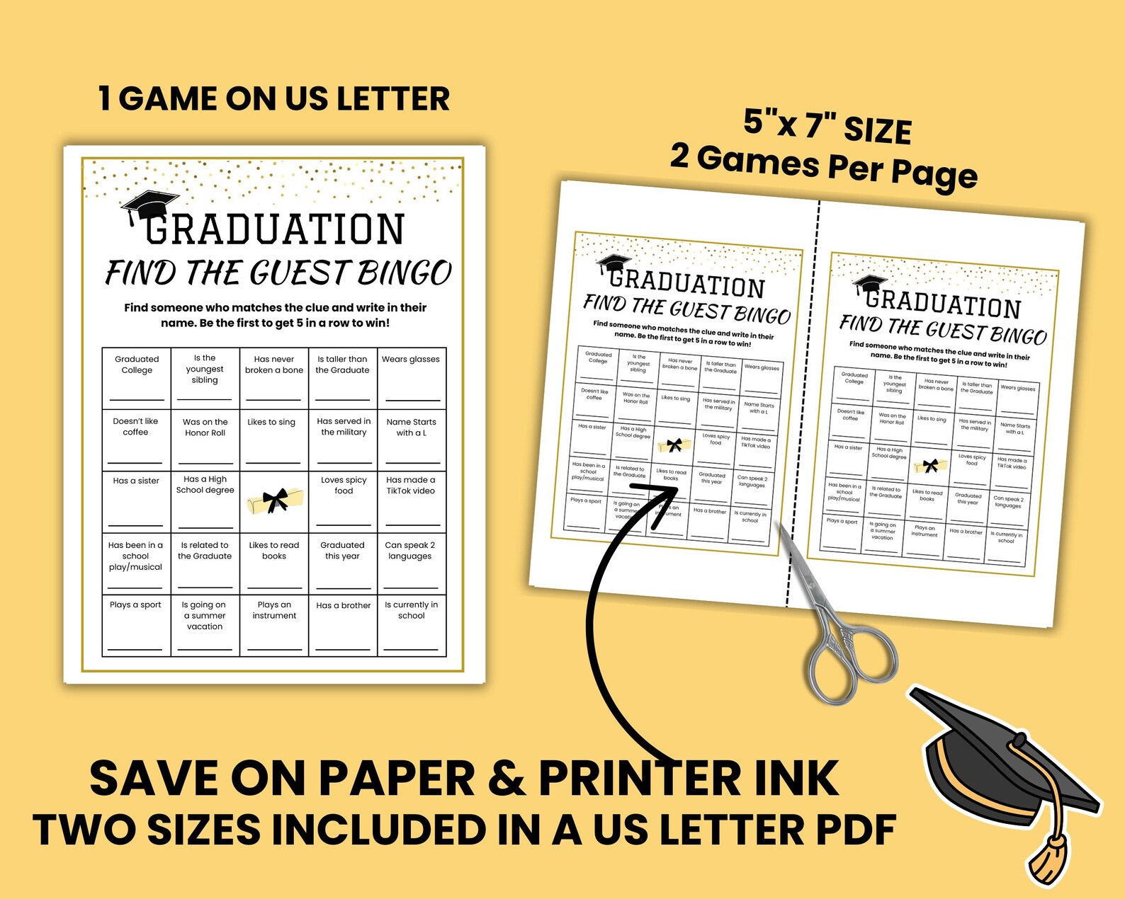 Graduation Find the Guest Bingo Game, Graduation Party Game, Grad Party ...