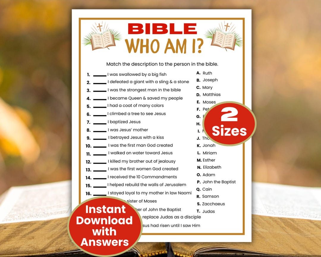 Bible Who Am I Trivia Game, Church Games Bible Trivia for Kids, Teens ...