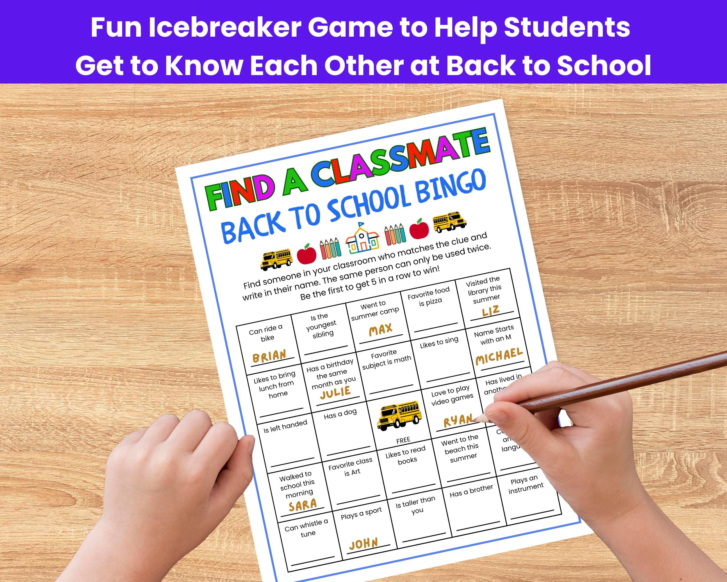 Back to School Bingo, Classroom Bingo, Getting to Know You, Classroom ...