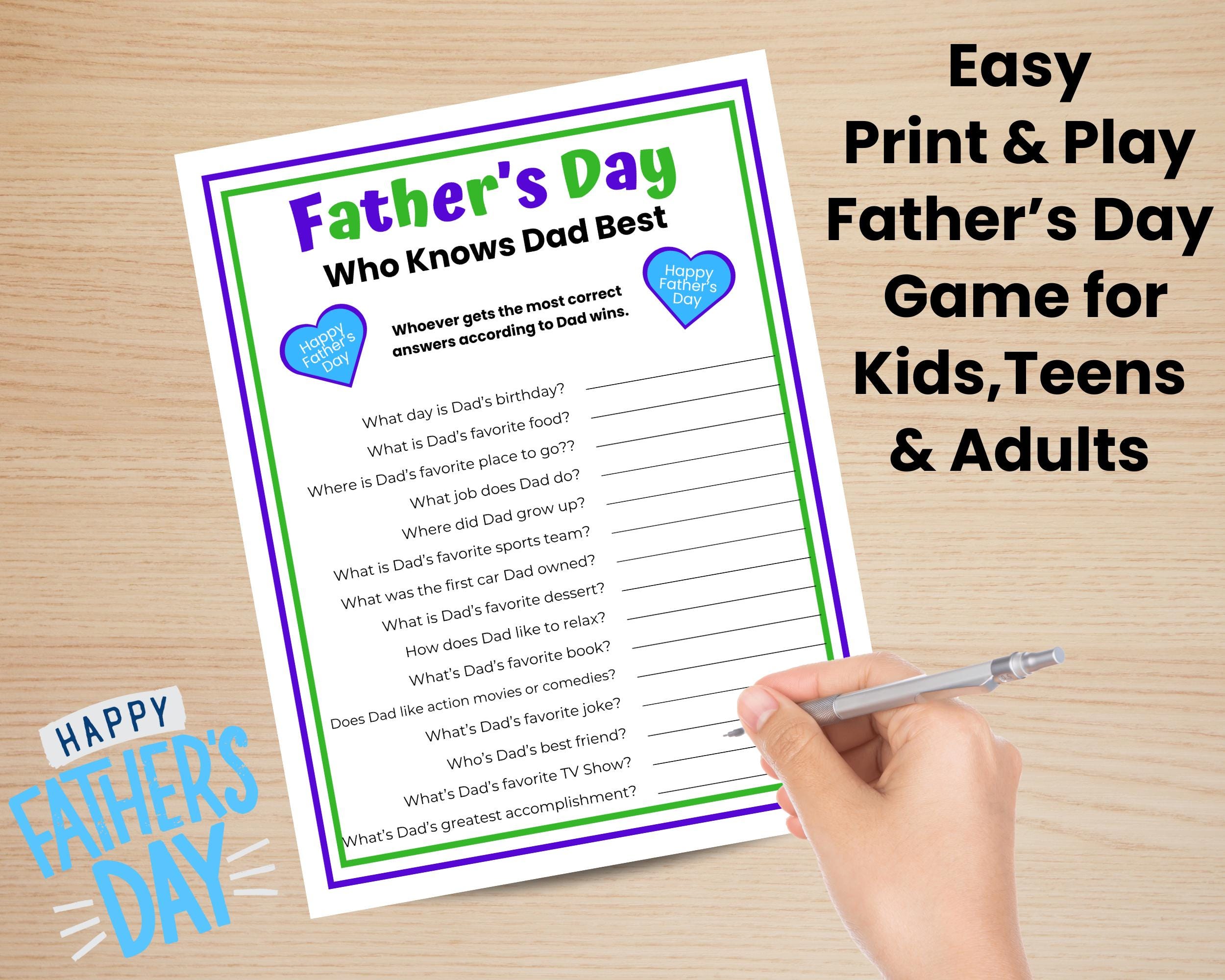 Father's Day Who Knows Dad Best Game, Father's Day Trivia, Father's Day ...