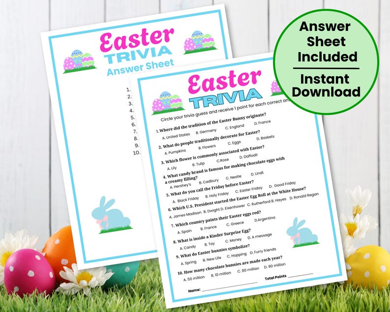 Easter Trivia Game, Printable Easter Games, Easter Party Game, Spring ...