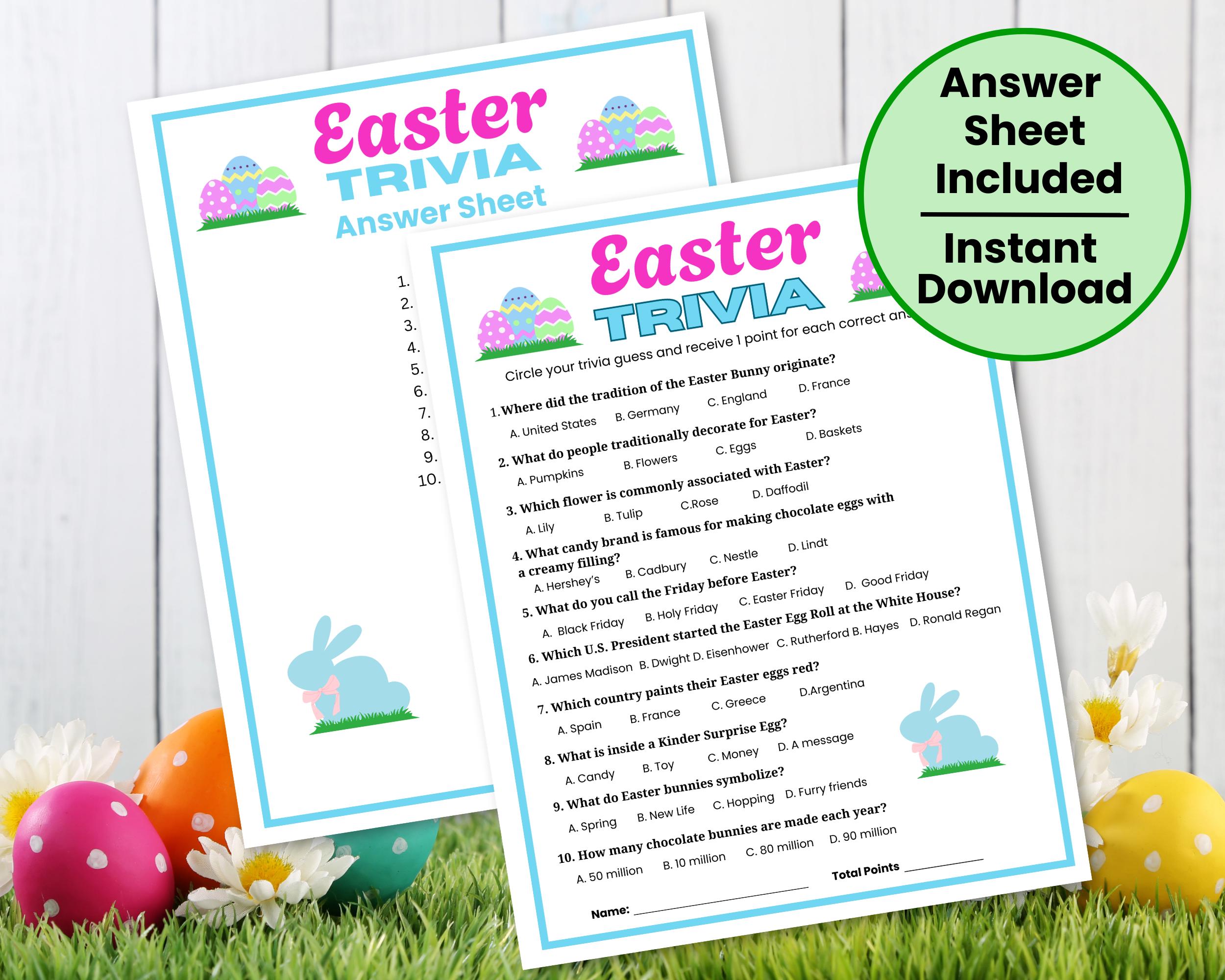 Easter Trivia Game, Printable Easter Games, Easter Party Game, Spring ...