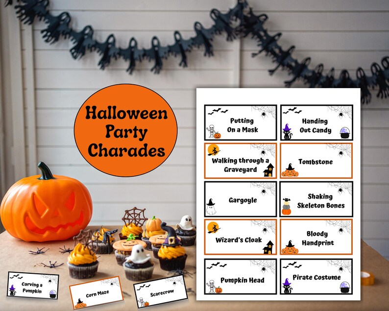 Halloween Charades Game Printable, Act It or Draw It, Fun Halloween ...