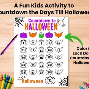 Halloween Countdown Calendar, Days Until Halloween, Kids Countdown ...