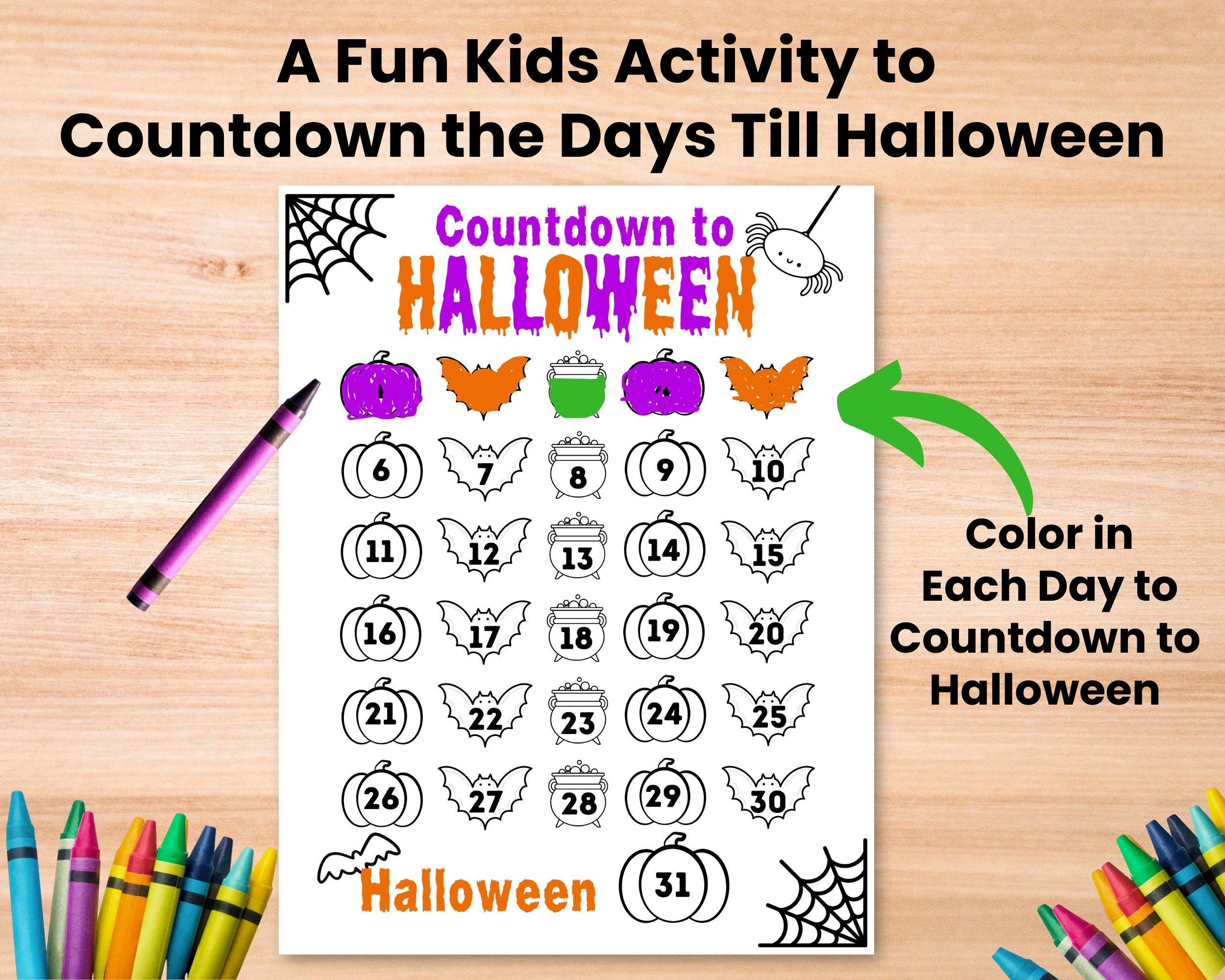 Halloween Countdown Calendar, Days Until Halloween, Kids Countdown ...