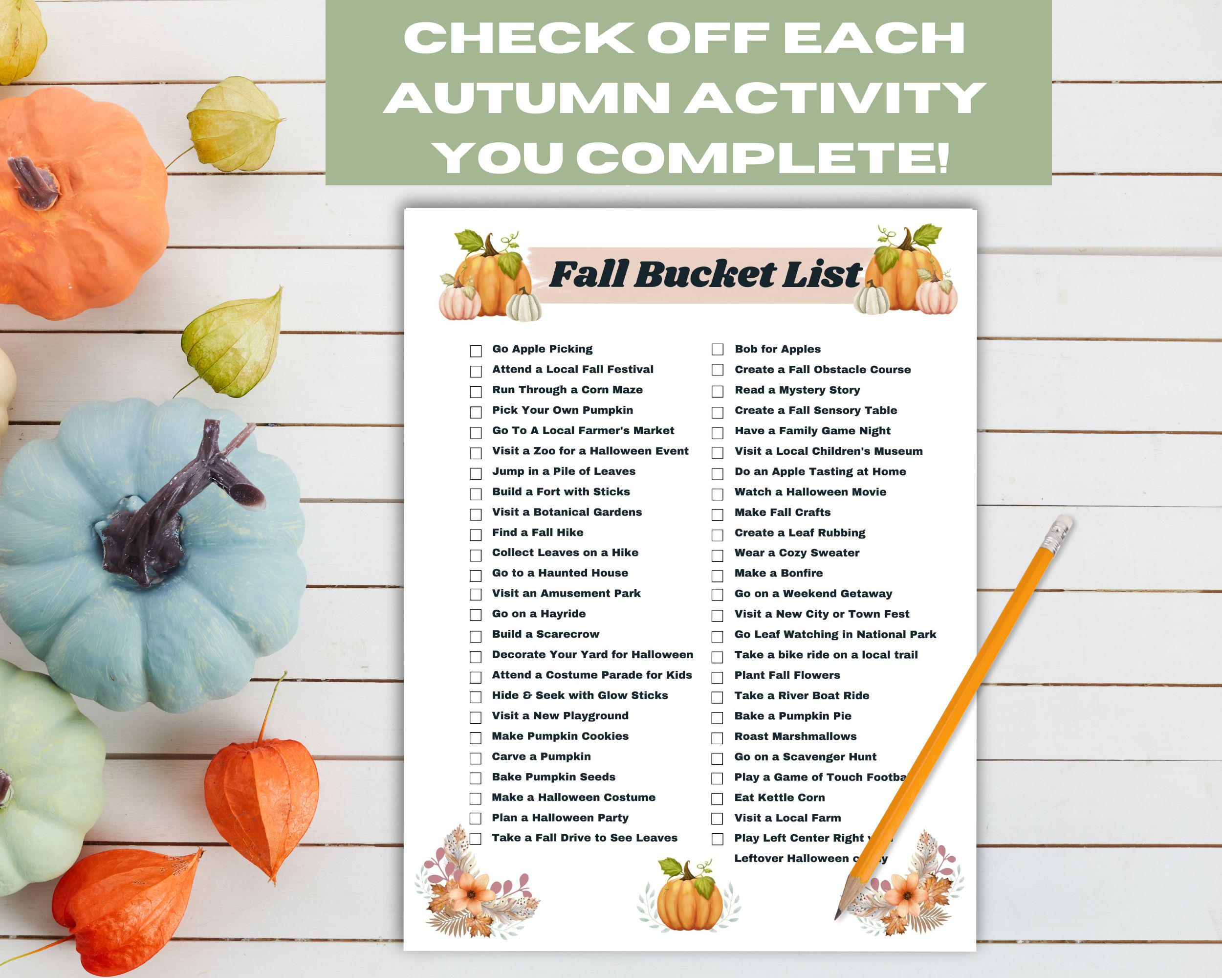 Editable Fall Bucket List Printable, Family Bucket List, Autumn Bucket ...